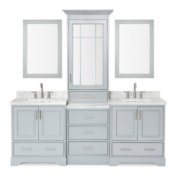 Winston Porter Peighten 85 Double Bathroom Vanity With Carrara Marble